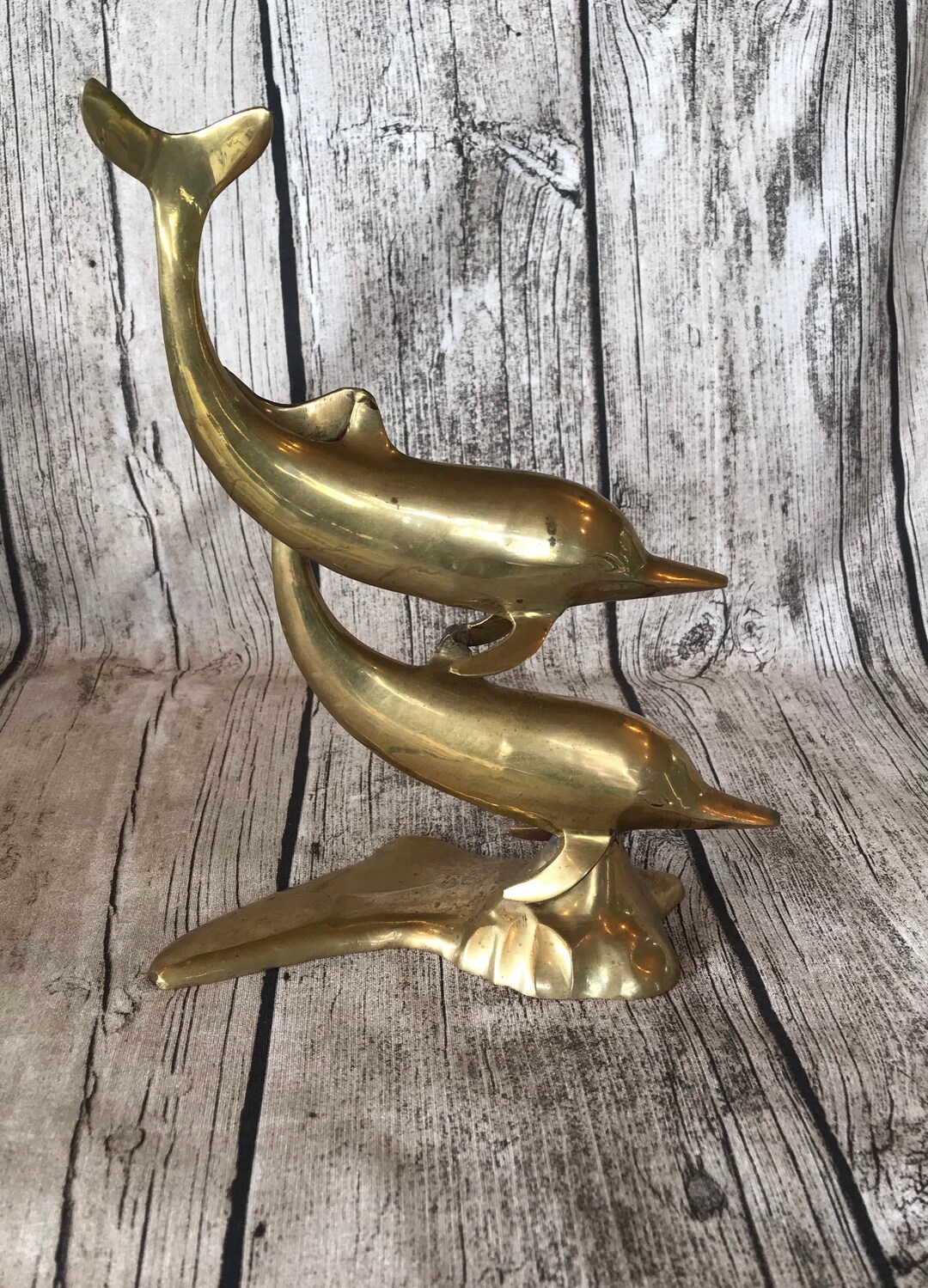 Brass Dolphins Figurine, Large Brass Swimming Dolphin Pair Figurine - Etsy