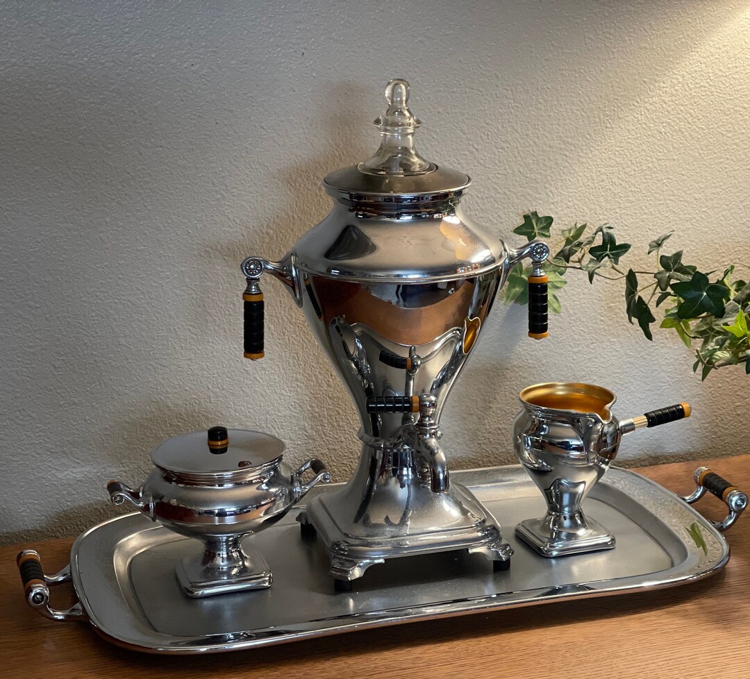 Art Deco Electric Coffee Percolator, Creamer, Sugar Bowl and Tray ...