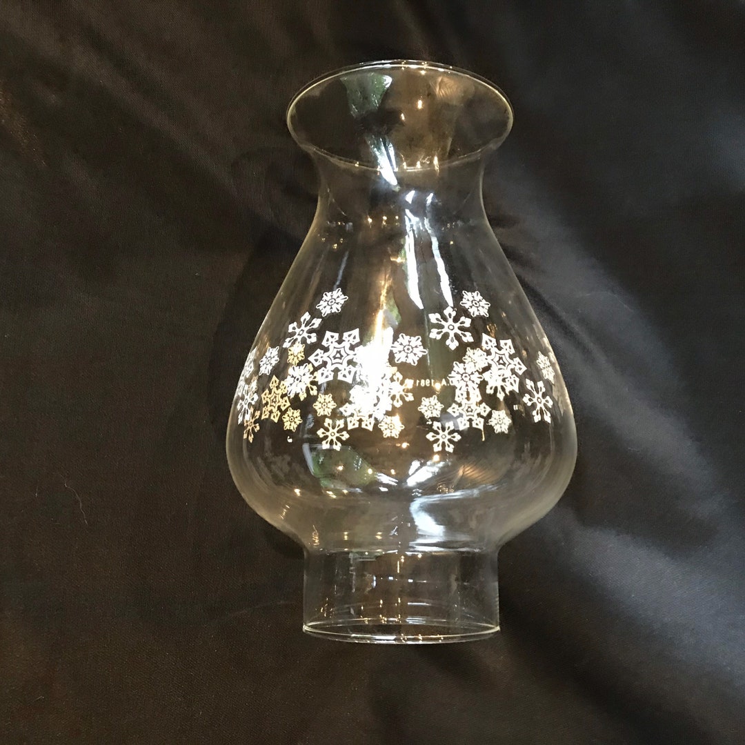 PYREX Hurricane Lamp Shade With Etched Snowflakes, Made by PYREX for ...