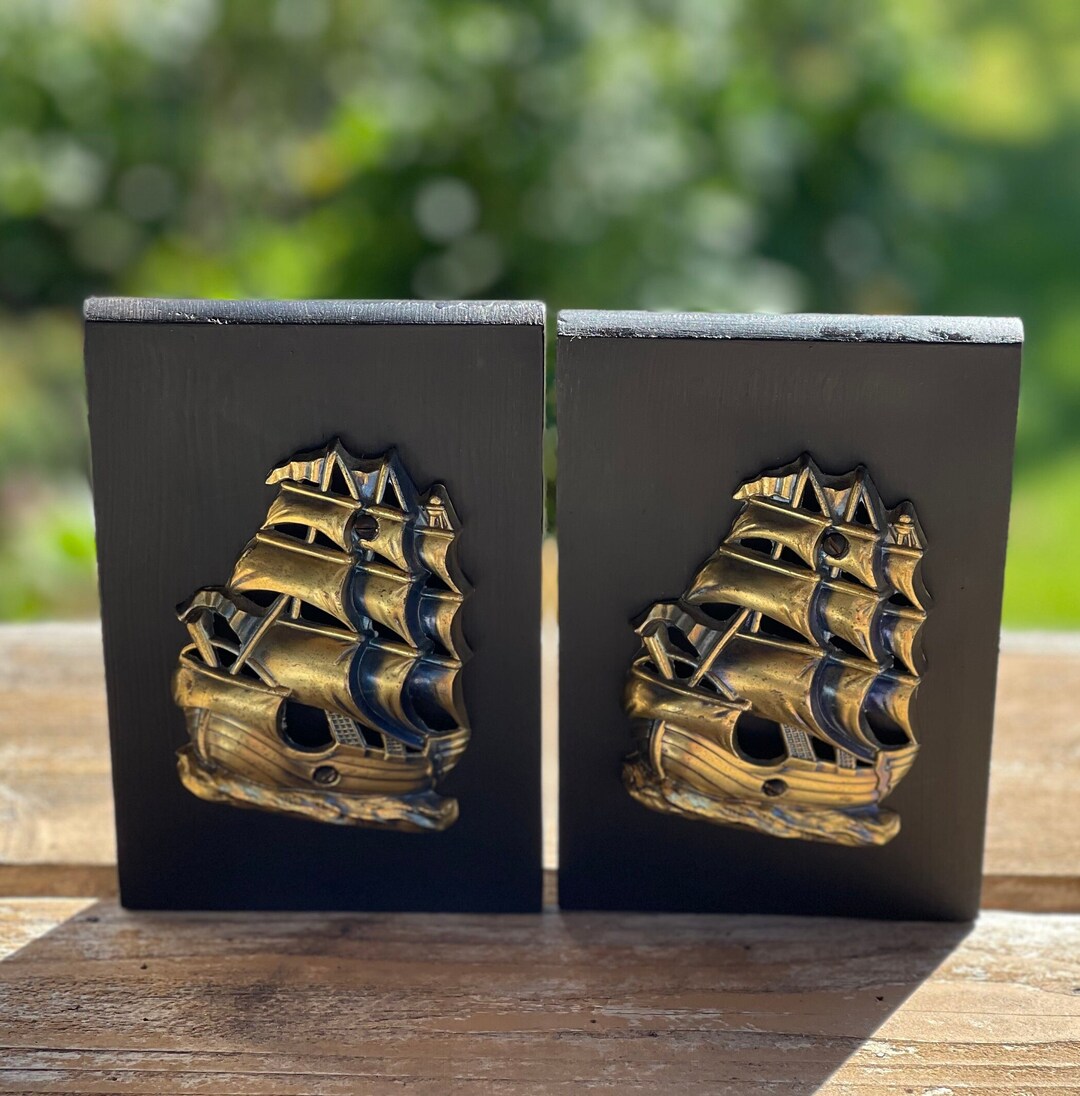 Sailing Ship Bookends Standard Specialty Finest Made in Japan, Wood and ...