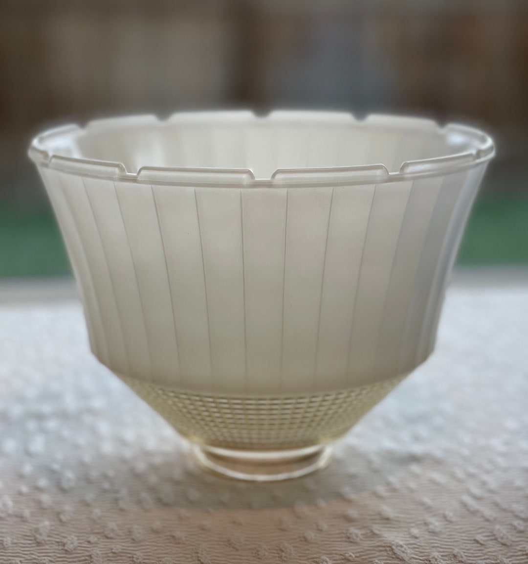 Torchiere Frosted White and Clear Waffle and Paneled Glass Lamp Shade ...