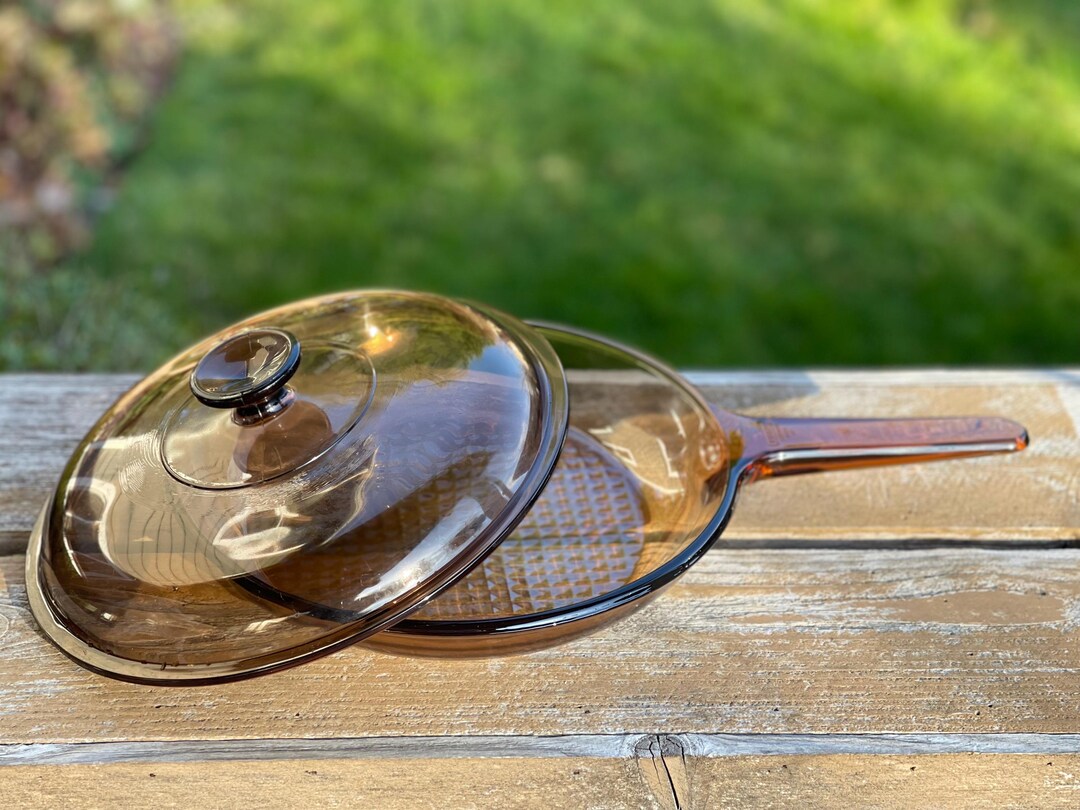 Pyrex Visions Amber Fry Pan Skillet With Lid, 10 Sauté Pan - Etsy
