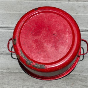 Vintage Red Graniteware Enamel Canner and Lid, Red With White Speckles ...