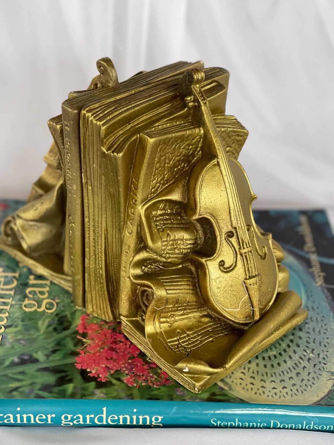 Music Book Bookends, Golden Paper Mache Bookends - Etsy