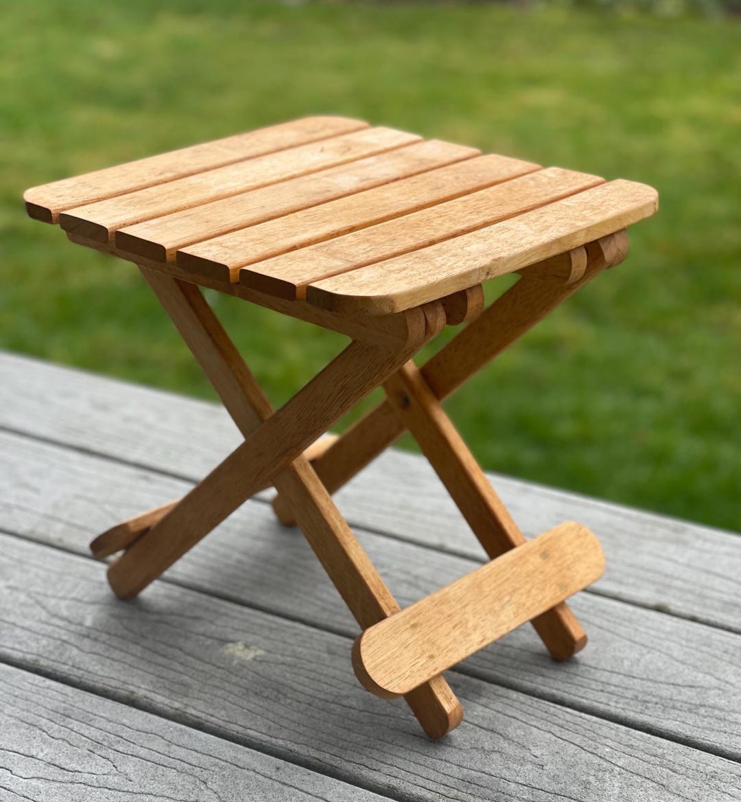 Vintage Wooden Fold up Stool, Retro Wooden Stool - Etsy