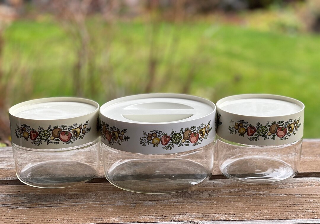 Pyrex Ware Spice O' Life Glass Canisters With Lids SET - Etsy