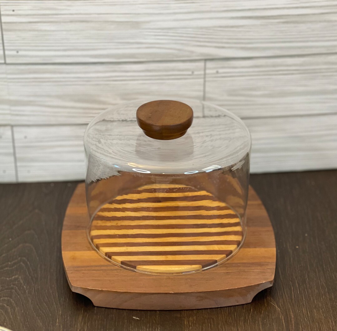 Cheese Cloche on Hardwood Tray, Covered Cheese Tray, Black Walnut Tray ...