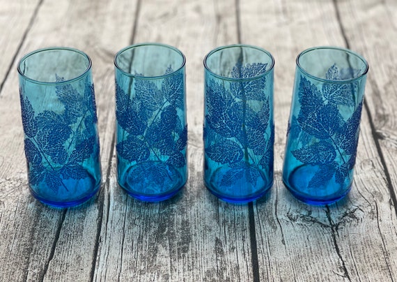 Turquoise Glass Water Tumblers Set of 4 - Etsy