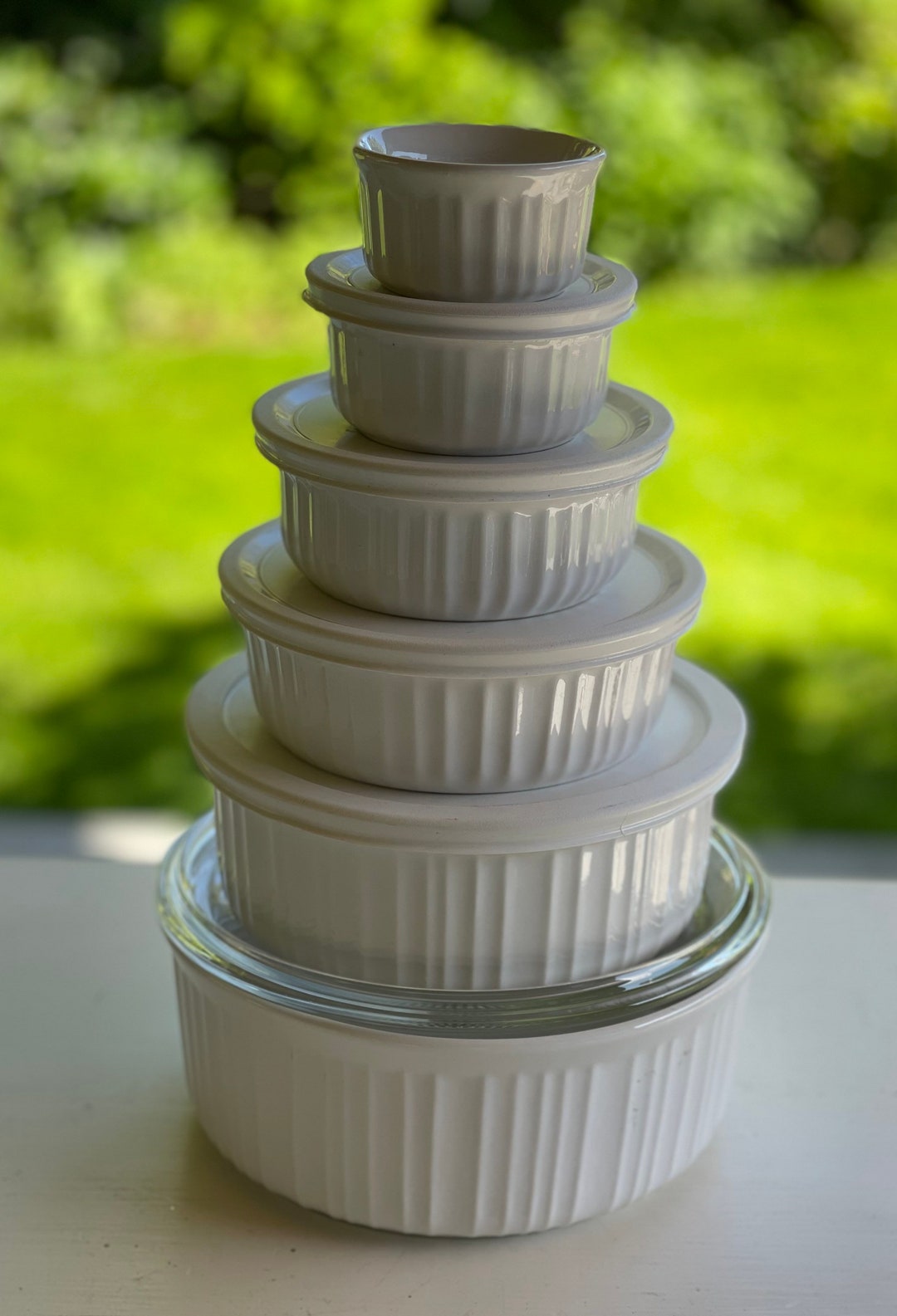 Corning Ware Round Ribbed Covered Casserole Set, 2 1/2 Qt, 1 1/2 Qt, 24 ...