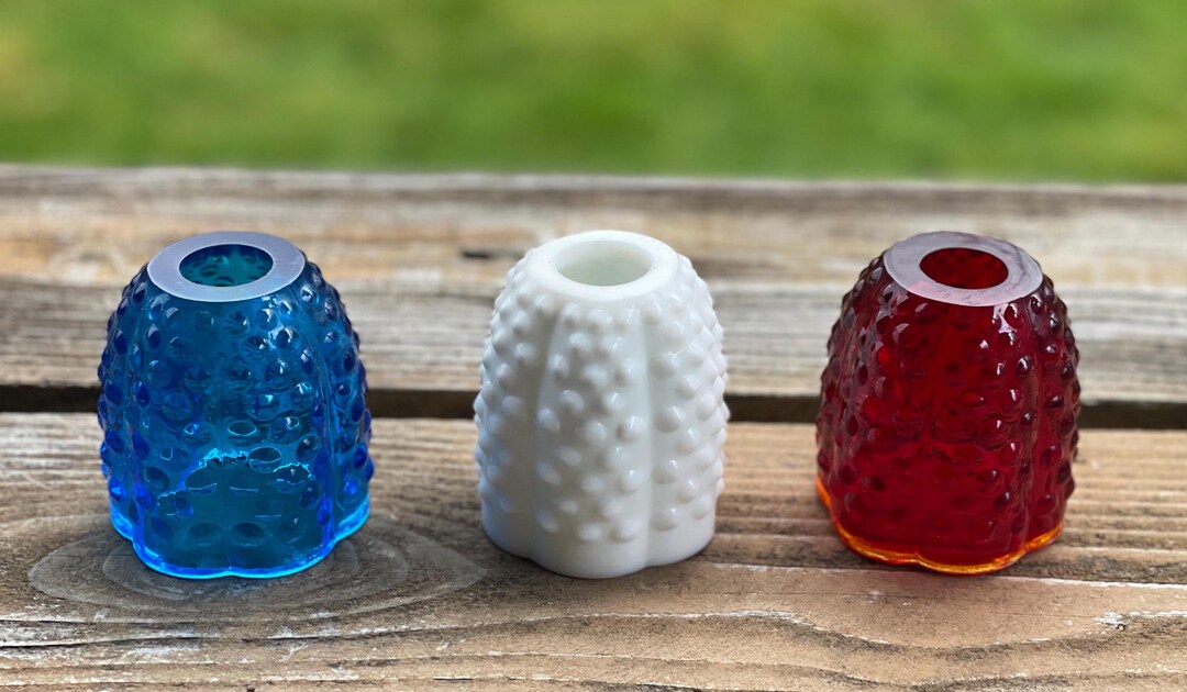 Fenton Fairy Lamp Shades, Choice of 3, Red, White or Blue Hobnail Style ...