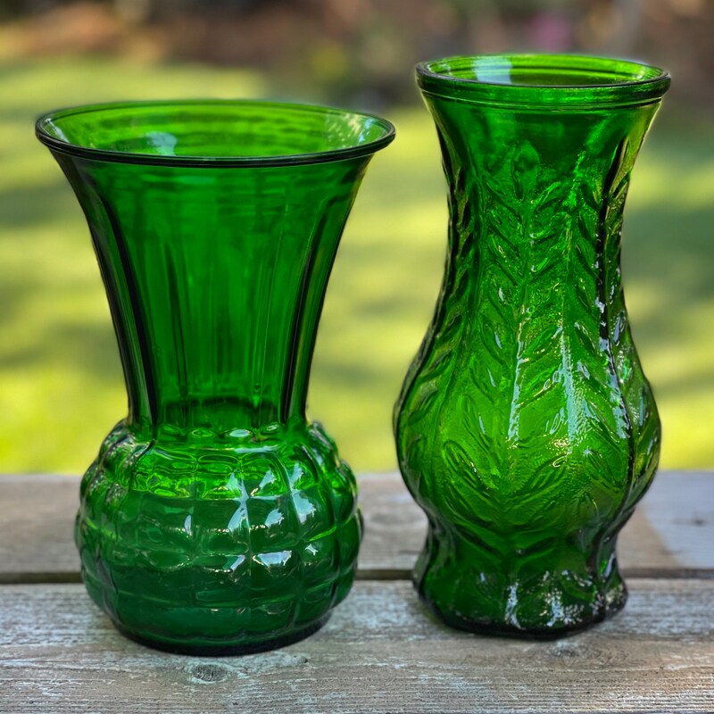 Green Glass Vase - Etsy