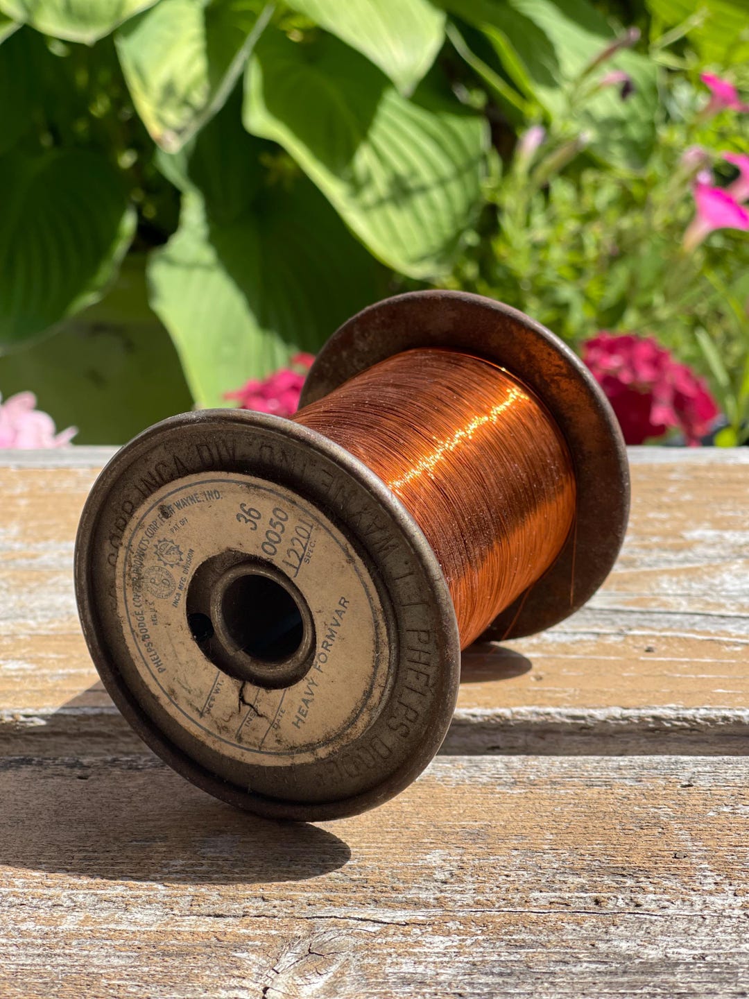 Mid Century Phelps Dodge Copper Wire Spool, 36 Gauge Wire on Metal ...