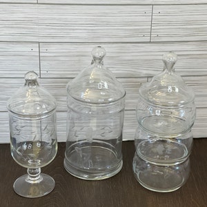 Princess House Heritage Candy Jars, Clear Glass Canister Sets - Etsy