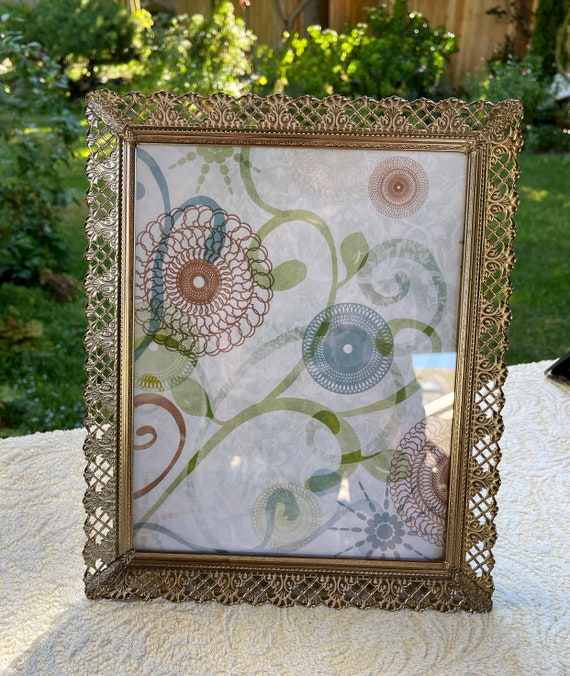 Brass Tone Metal Filigree Picture Frame Vintage Table Top - Etsy
