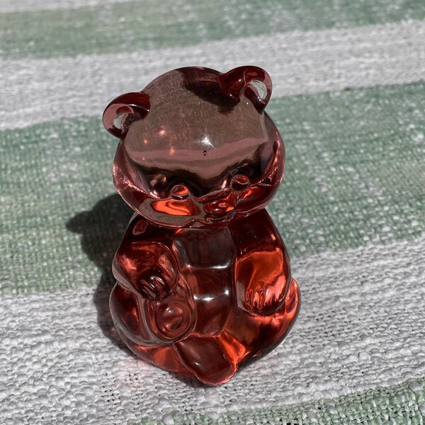 Fenton Glass Pink Bear - Etsy