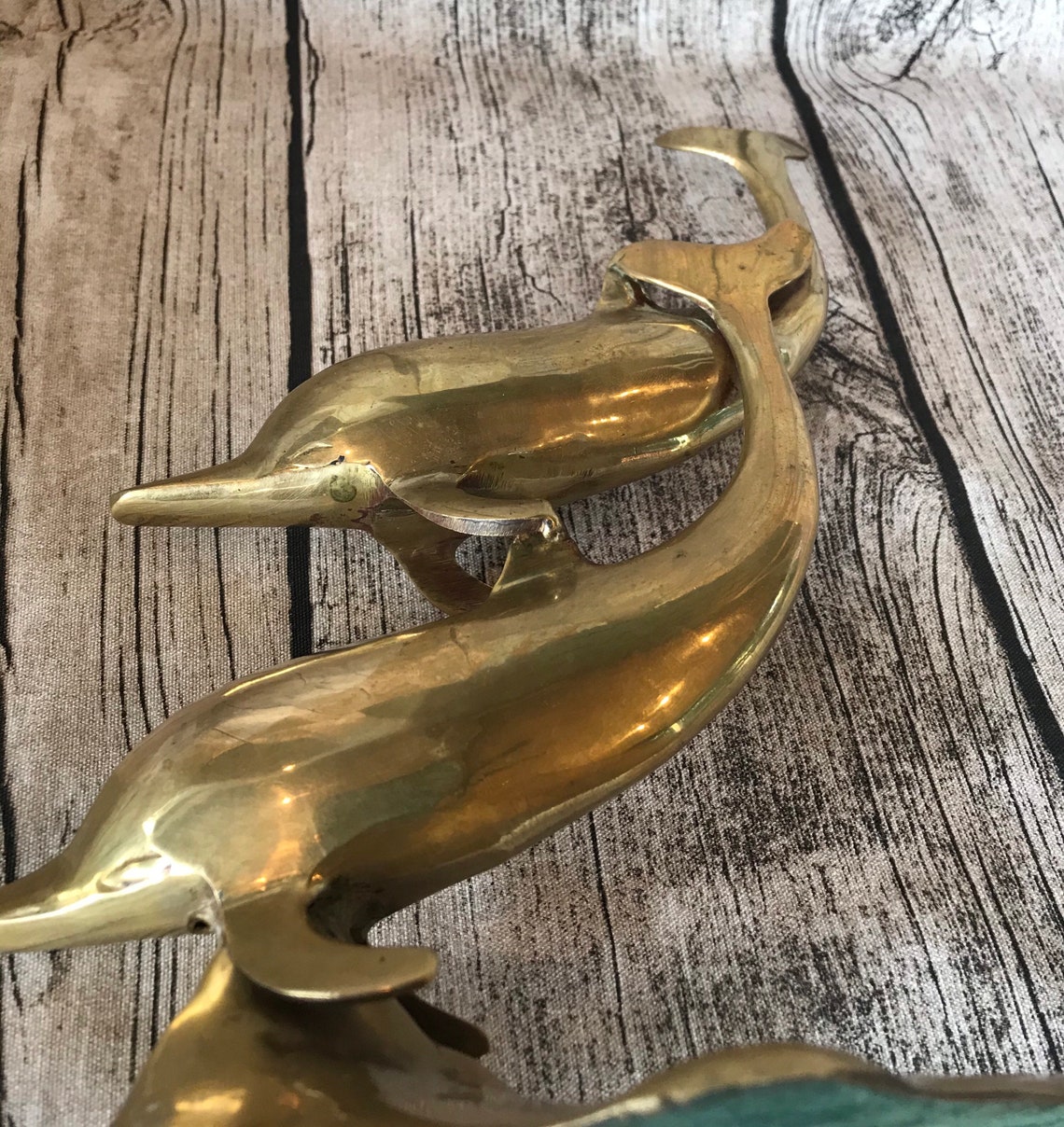 Brass Dolphins Figurine Large Brass Swimming Dolphin Pair | Etsy