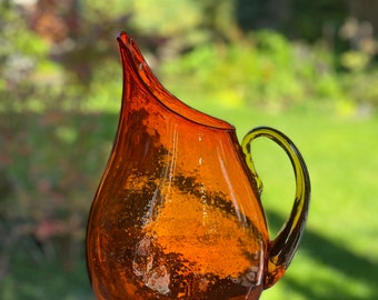 Orange Glass Pitcher | Etsy