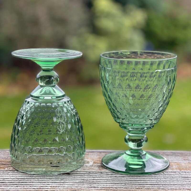 Green Water Goblets - Etsy