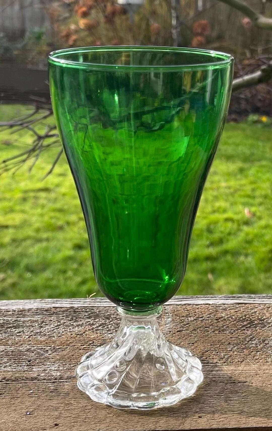 One Green 6 3/4" Boopie Glass Goblet, Vintage 1950s Anchor Hocking ...
