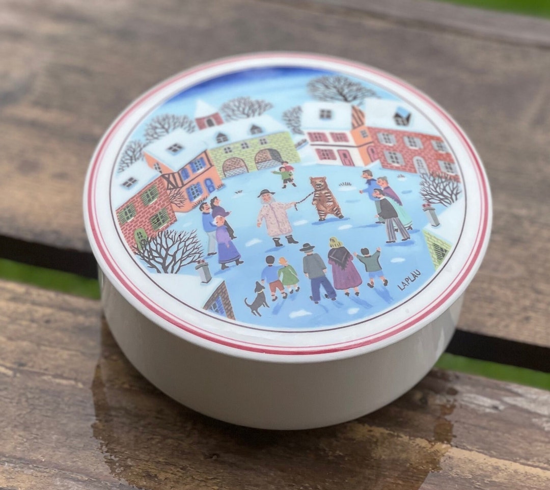 Vintage Villeroy & Boch Round Trinket Box, Jewelry or Ring Box, Naif ...