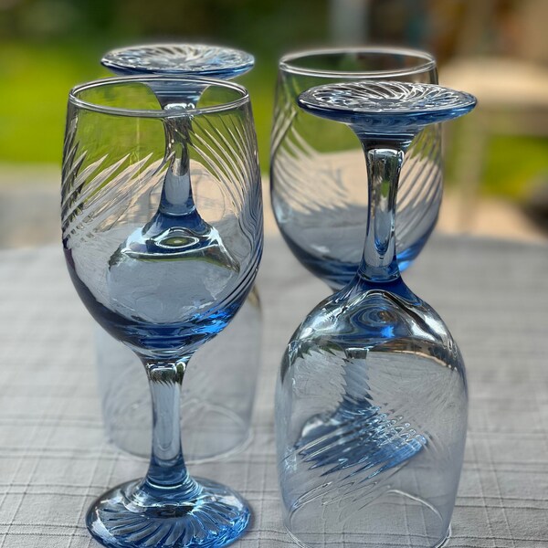 Blue Water Goblets - Etsy