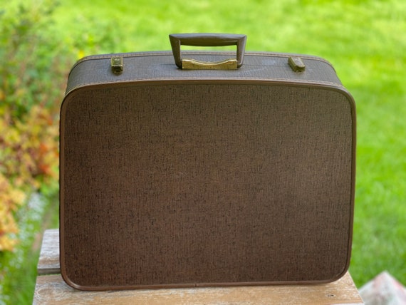 RETRO Brown Hardside Suitcase, Retro Suitcase - Gem