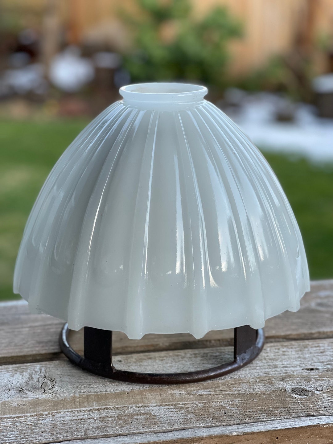Vintage Opal Glass Gas Pendant Light Shade, 11" - Etsy