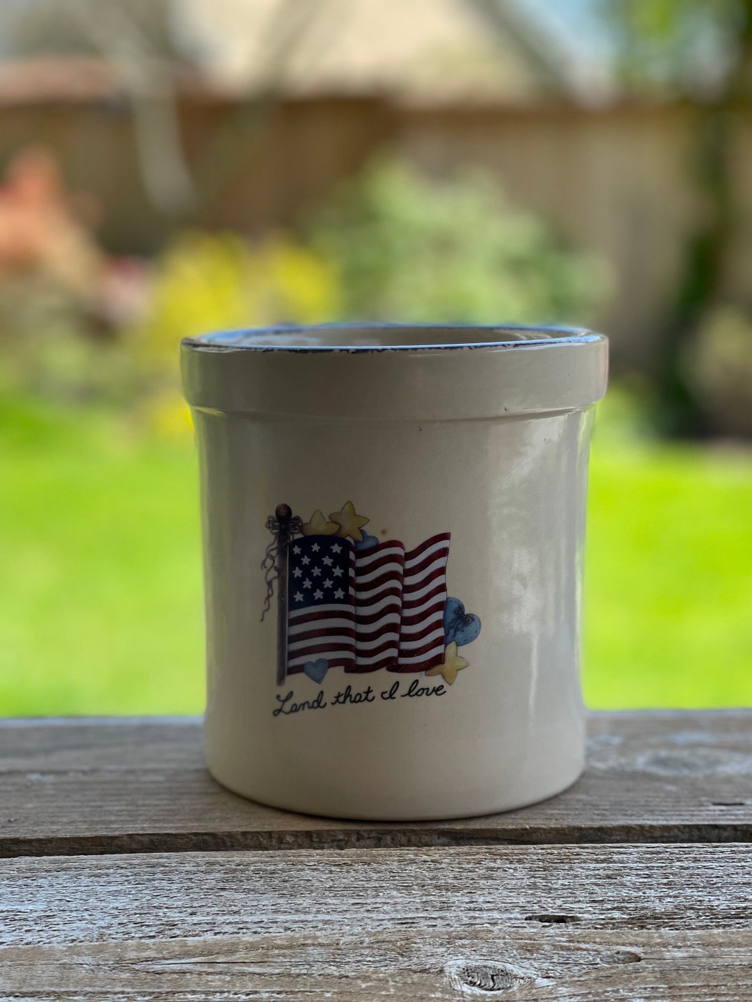 Patriotic Theme Pottery Crock With Flag Motif Made in USA - Etsy