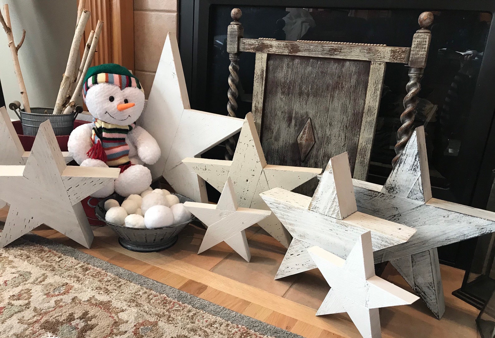 Large Wooden Star Upcycled Wooden Stars Large Chunky Stars | Etsy