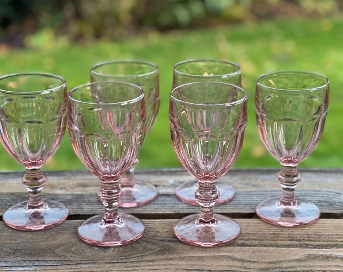 6 Libbey Pink Duratuff Gibraltar Water Goblets - Etsy