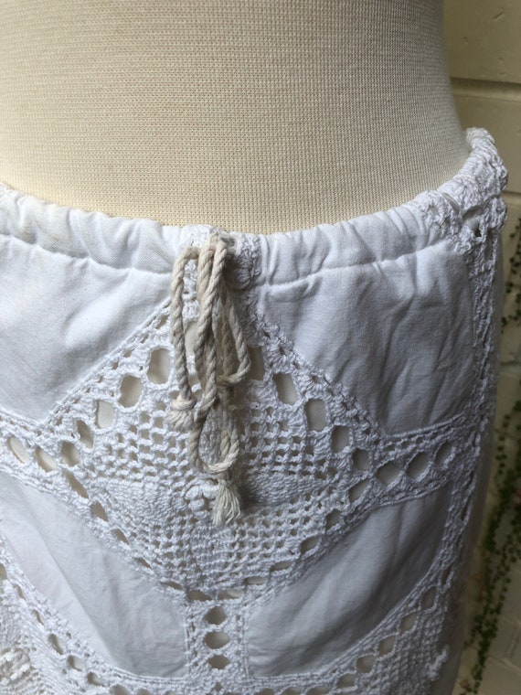 New Repurposed Crochet Inset Drawstring Skirt - Gem