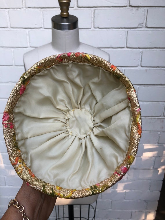 Gold Metallic & Chenille Brocade Cap Beret True Vinta… - Gem