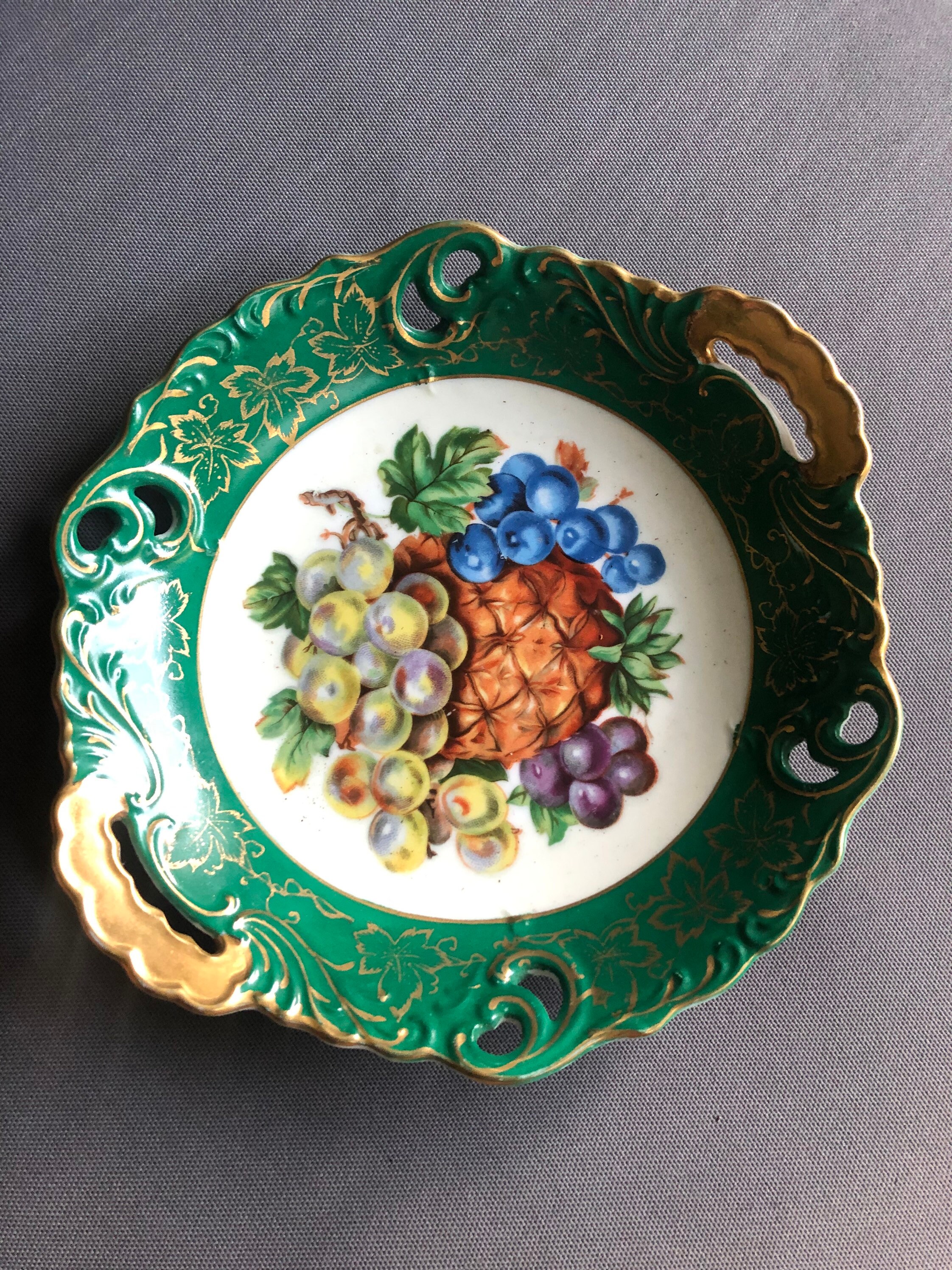 Lovely Cornucopia of Fruits Vintage Plate, Dish W/stand - Etsy