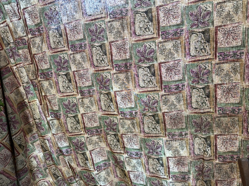 MCM Mid Century Modern Tiki Block Design Cotton Fabric in Earthy Tones ...