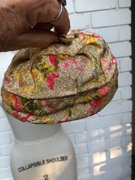 Gold Metallic & Chenille Brocade Cap Beret True Vinta… - Gem