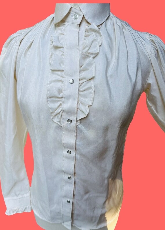 Rare! Rockmount Ranchwear Western Blouse in White Sil… - Gem