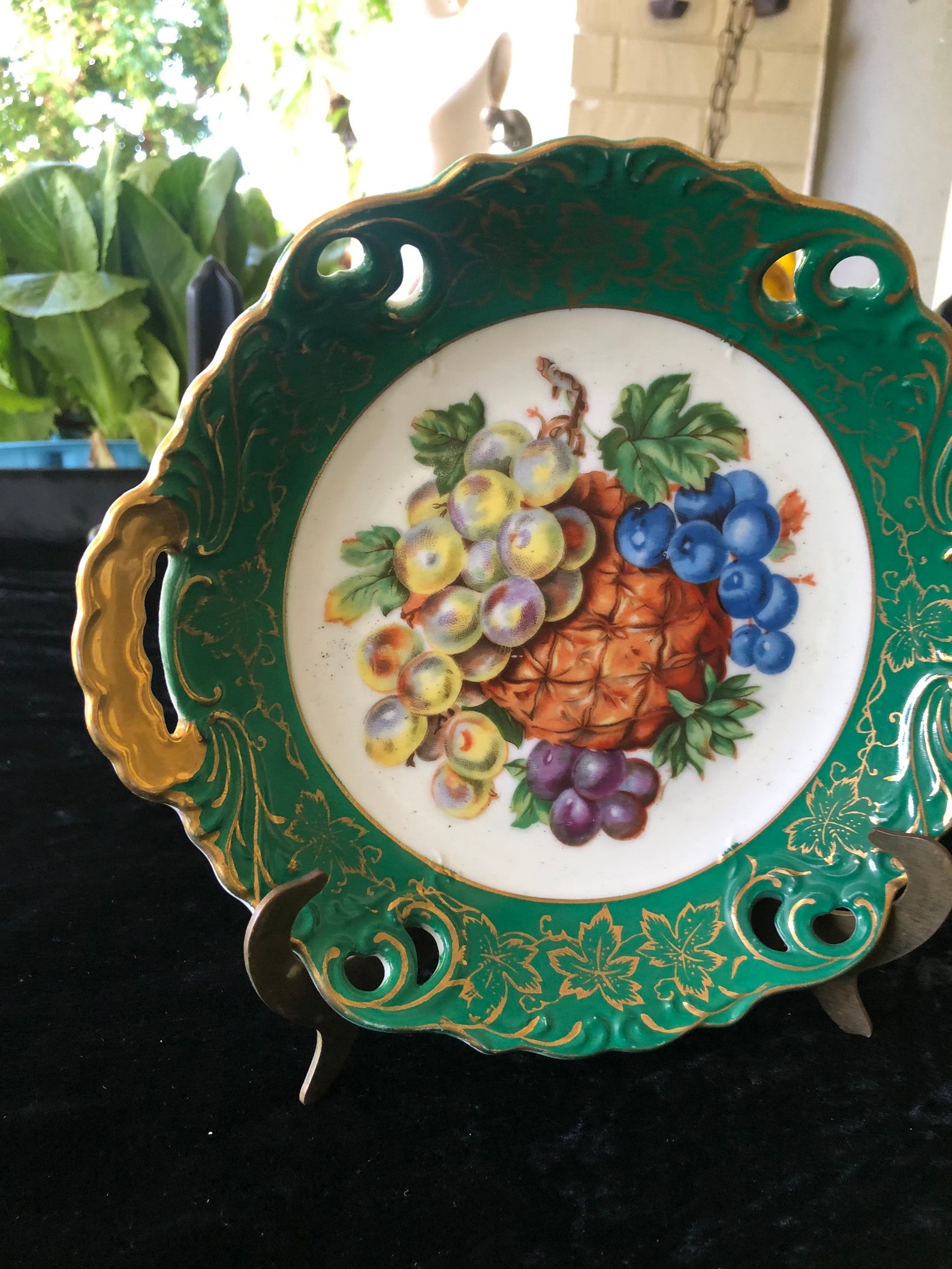 Lovely Cornucopia of Fruits Vintage Plate, Dish W/stand - Etsy