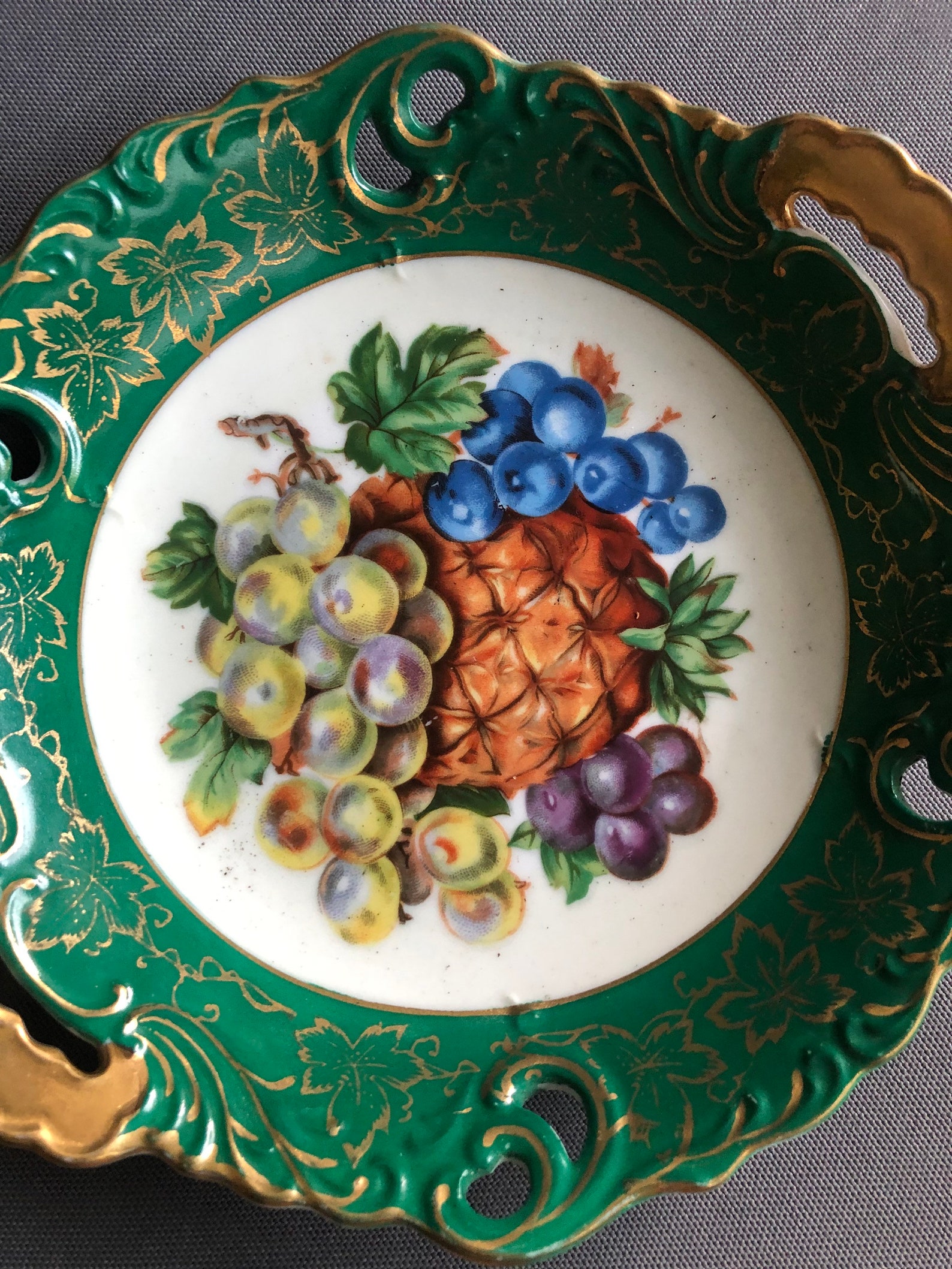 Lovely Cornucopia of Fruits Vintage Plate, Dish W/stand - Etsy