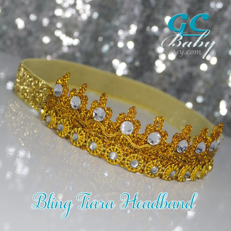 Bling Tiara Stretch Headband Silver Elastic Tiara Gold Sparkle - Etsy