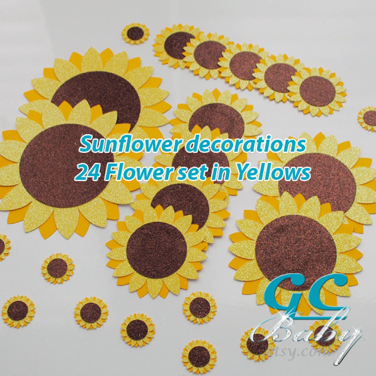 Yellow Sunflower Decorations Cupcake Toppers & Centerpiece - Etsy