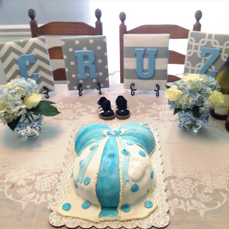 Grey White Fabric Letter Plaques 12 Print Choices Custom | Etsy