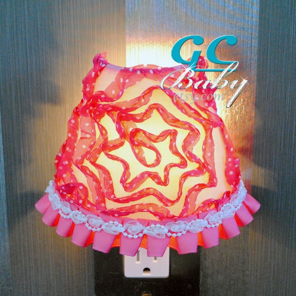 Purple Rosette Night Light | Girls Nursery Plug-in Wall Lamp - Etsy