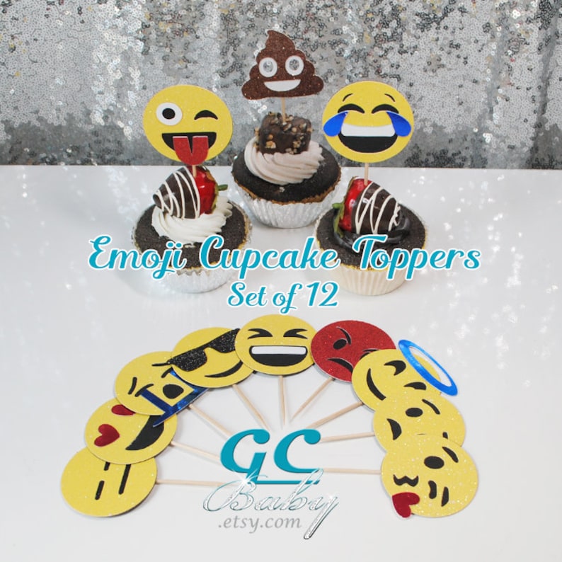 Emoji Face Birthday Party Decorations Cupcake Toppers - Etsy