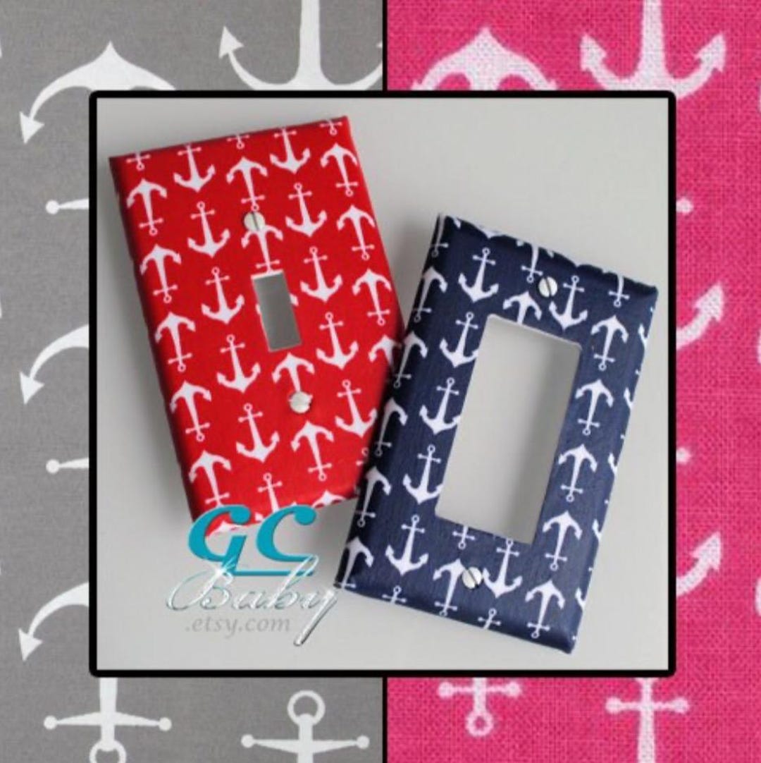 Nautical Anchor Fabric Light Switch Cover: Navy, Red, Pink - Etsy