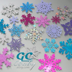 6" to 12" Brilliant Large Paper Snowflake Collection: 12 Total Glitter ...