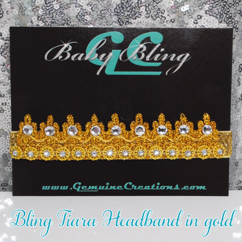 Bling Tiara Stretch Headband Silver Elastic Tiara Gold Sparkle - Etsy