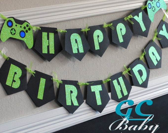 Gamer Birthday Party Banner Custom Happy Birthday Video Game | Etsy