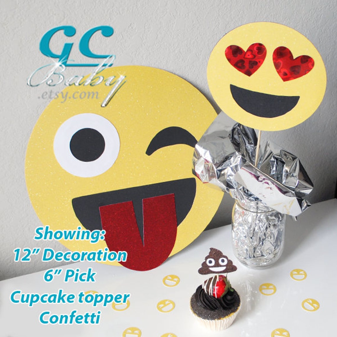 Emoji Face Birthday Party Decorations Cupcake Toppers | Etsy