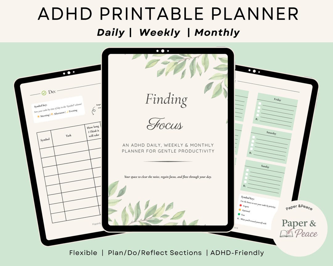 ADHD Focus Planner | Daily, Weekly, Monthly Layouts | Focus ...