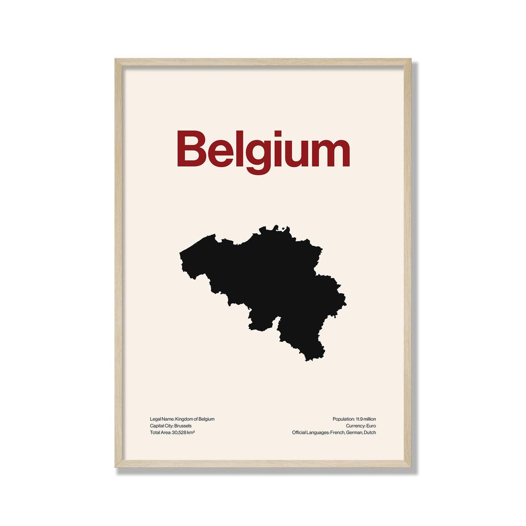 Minimalist Belgium Map Print, Modern Belgium Wall Art, Contemporary ...